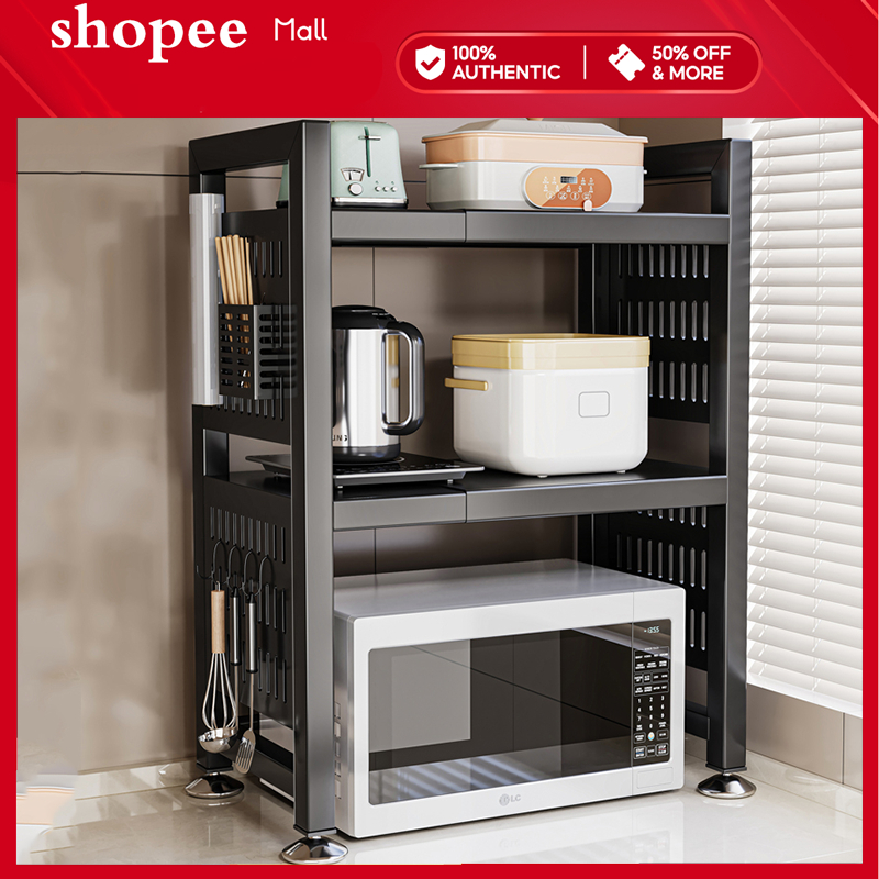 Kitchen Microwave Rack Adjustable Length And Height Commodity Shelf ...