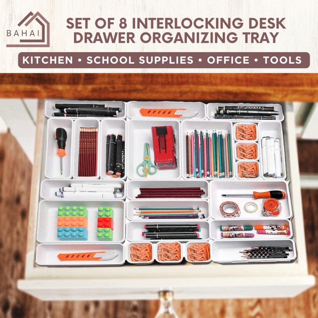 Interlocking Desk School Office Organizer Tray Dividers, Plastic ...