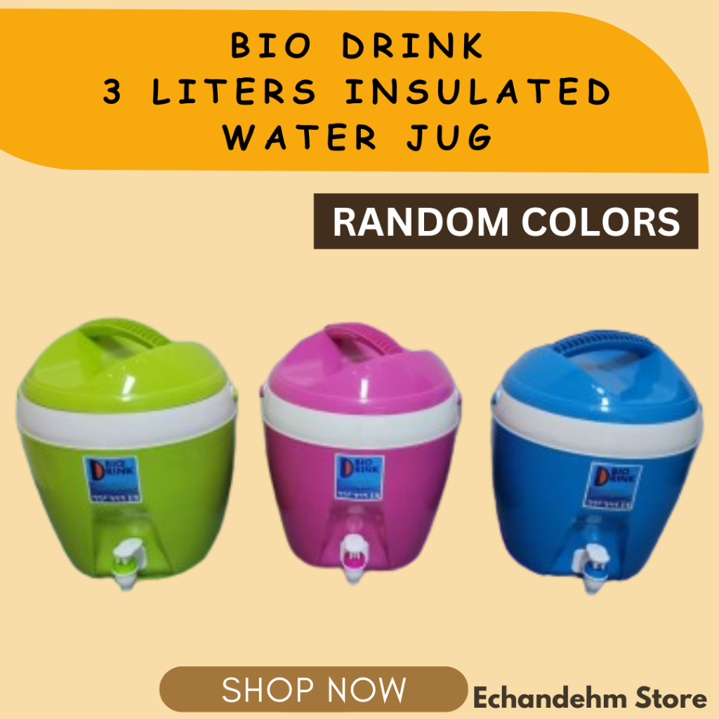 3L Insulated Bio Drink Water Jug with Handle, Faucet, and Grip Cover ...