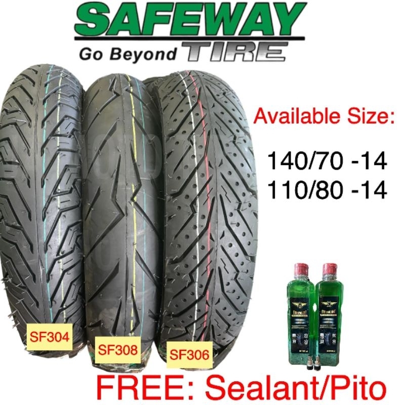 SAFEWAY TIRE for AEROX v1&v2, Size 14 (FREE Sealant and Pito) | Shopee ...