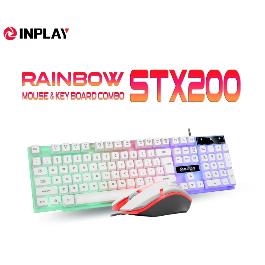 Inplay STX200 Keyboard Mouse Set Rainbow RGB Suspended Backlit Gaming ...
