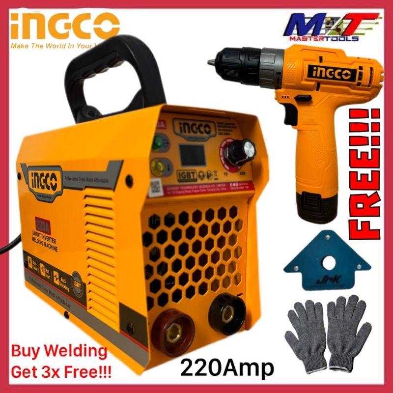 Ingco Welding Machine 220Amp Arc Inverter free 12v Drill welding holder ...