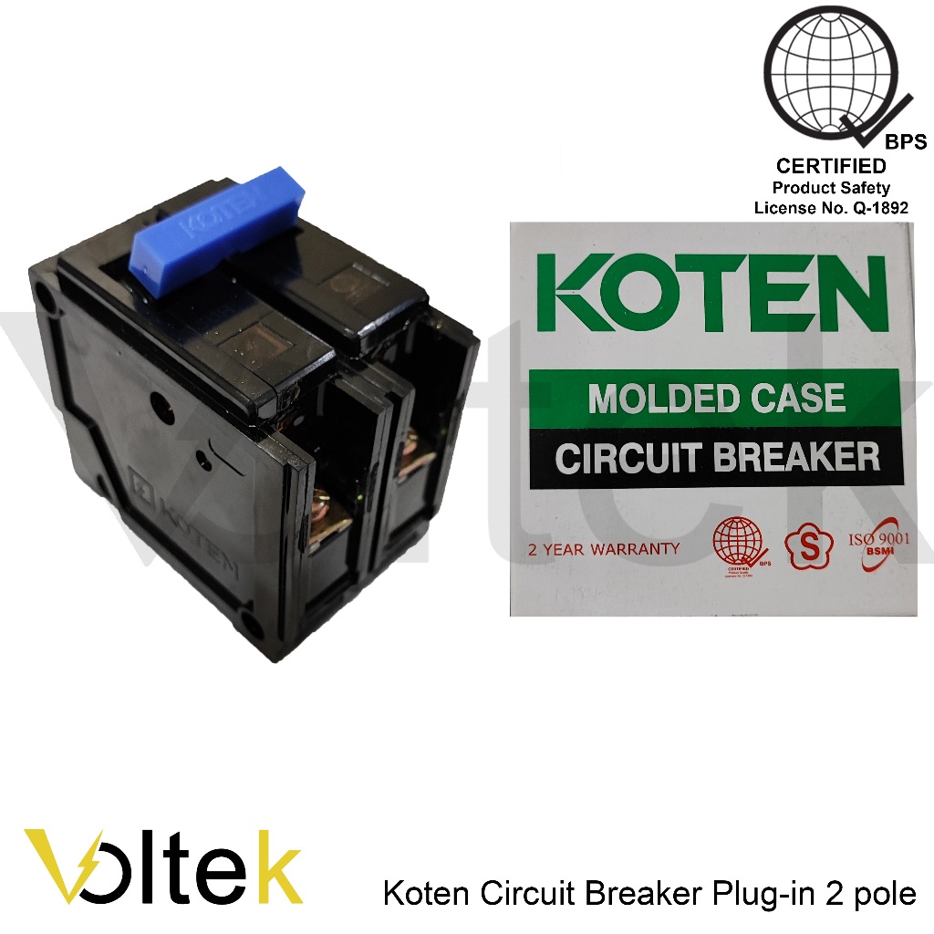 koten circuit breaker plug in or bolt on 2 pole KCB 15a 20a 30a 40a 60a 100a | Shopee Philippines