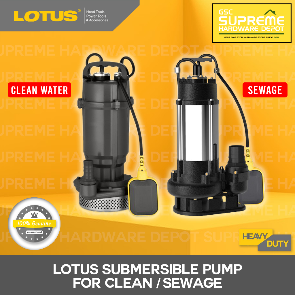 Lotus Submersible Pump Clean Water / Sewage 0.5HP 0.75HP 1.5HP | Shopee ...