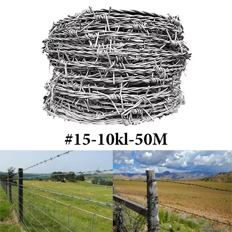 Barb Wire 1Roll Anti-Climb Steel Fencing Wire 50/80/100/120M Barbed ...