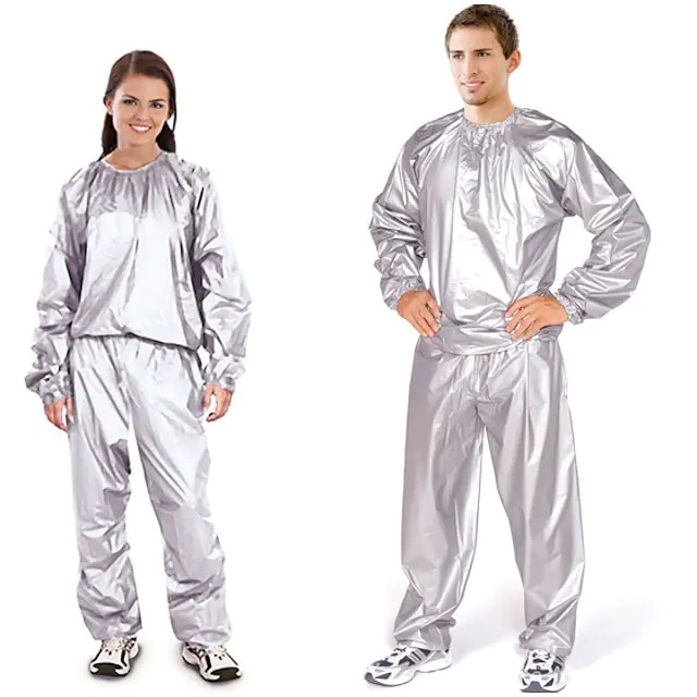 PVC sauna suit fitness sweat silver sports exercise sweat sportswear ...