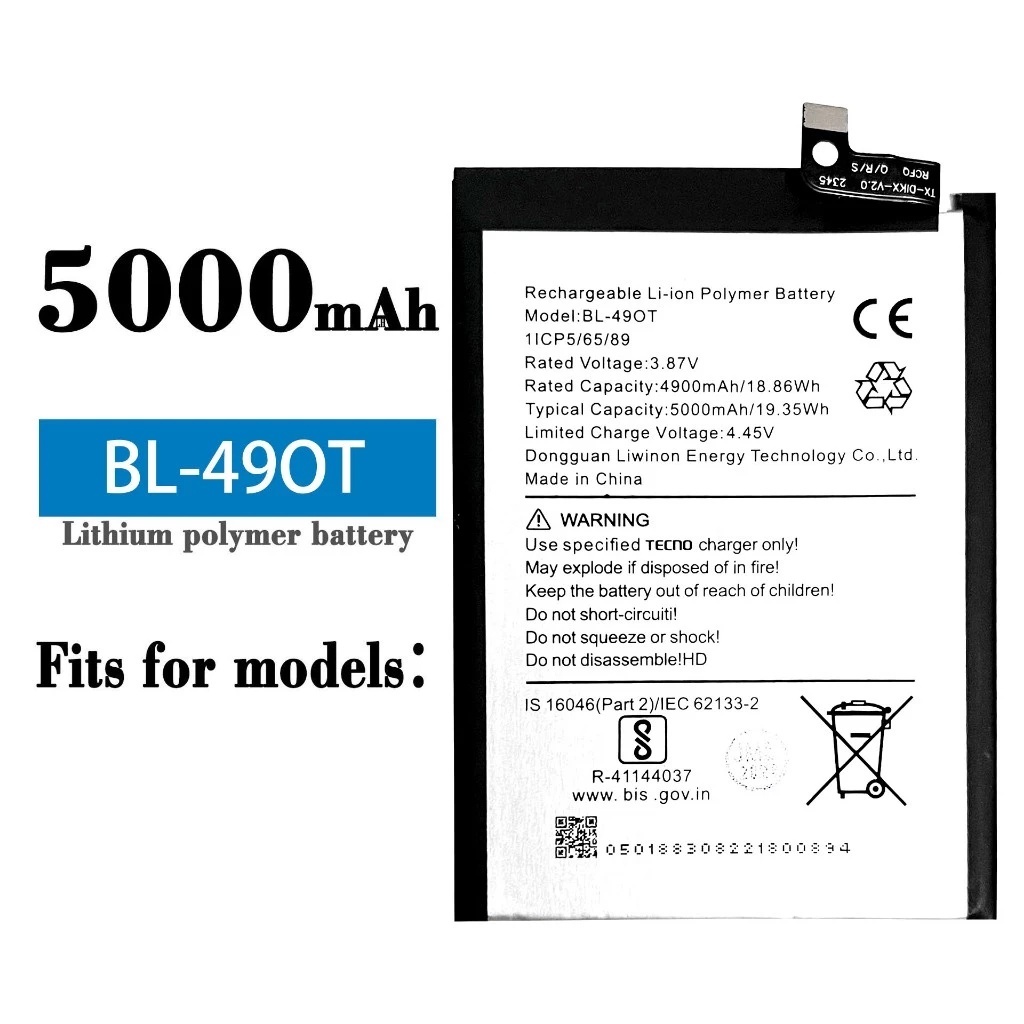 LITHIUM Phone Battery For Tecno Camon 20 Pro 4G BL49OT BL-49OT BL490T ...