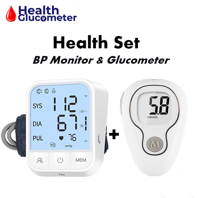 Newant Glucometer＋Blood Pressure Digital Monitor 30C Blood Suger Test ...