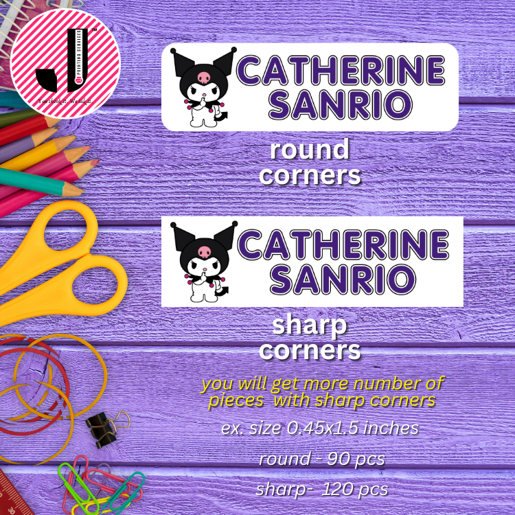SANRIO KUROMI Waterproof Daycare Labels, Preschool Labels, Name ...
