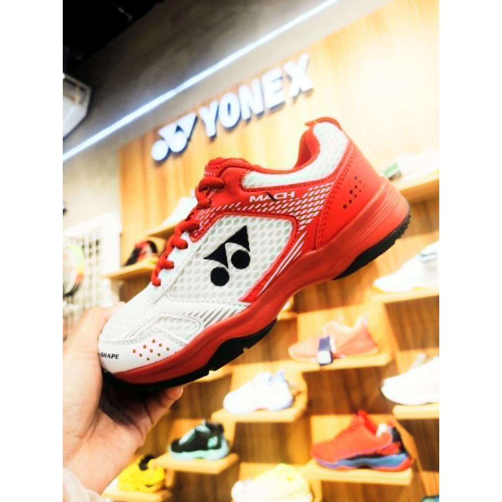YONEX MACH WHITE /RUBYRED ( BADMINTON SHOES ) | Shopee Philippines
