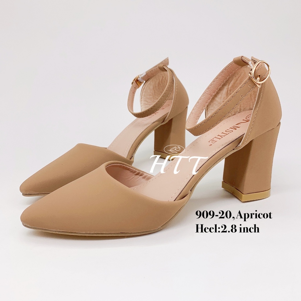 Women Pointed Closed Toe Block Heel Sandals White Wedding Chunky Heels ...