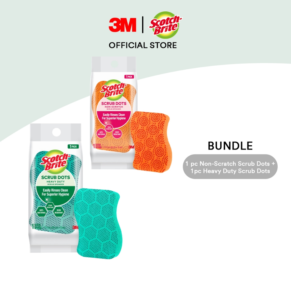 [BUNDLE] 3M™ Scotch Brite® Non Scratch Scrub Dots 1pc + 3M™ Scotch ...