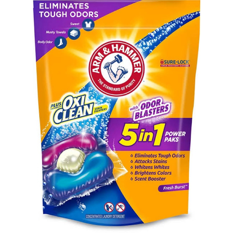 Arm & Hammer odor blaster 5 in 1 oxi clean stain fighters power paks ...