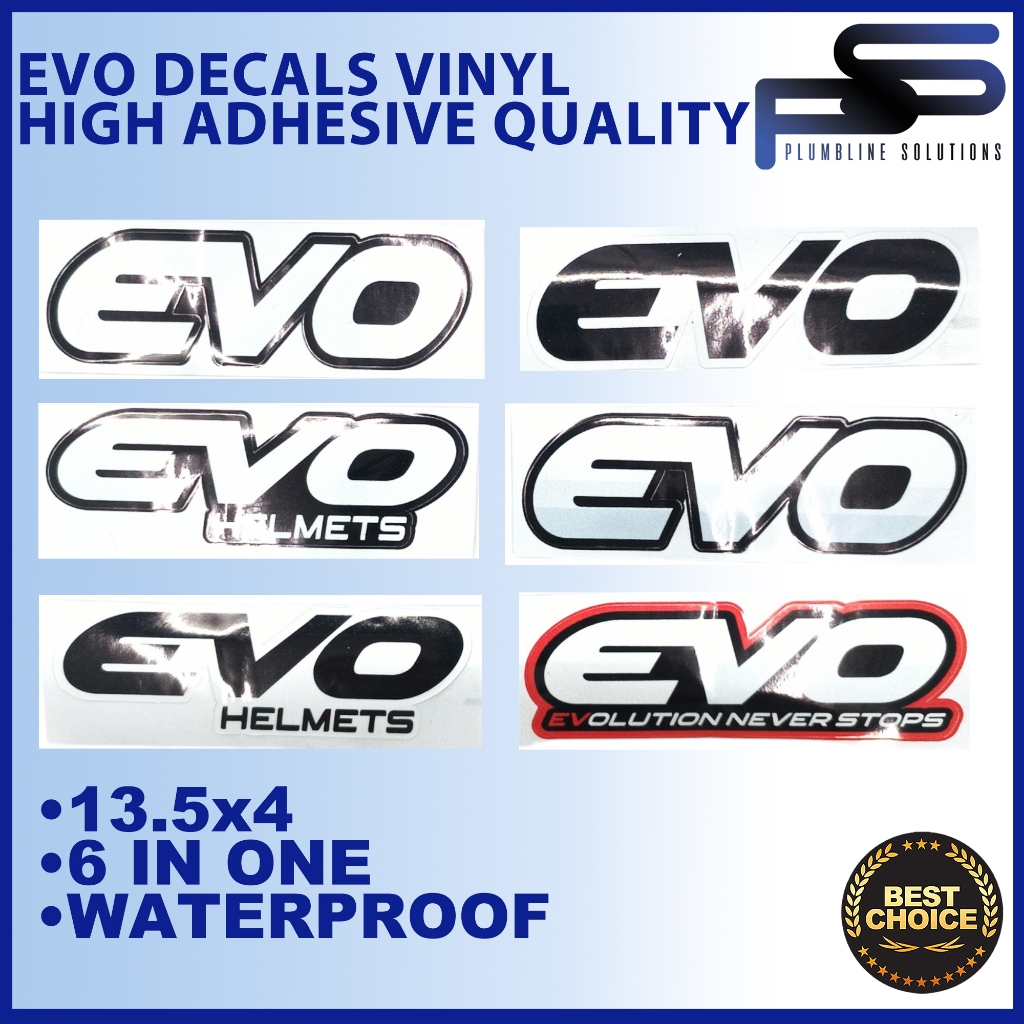 6 in 1 EVO Decal Vinyl Logo Sticker Car Hood Emblem Sticker Accessories ...