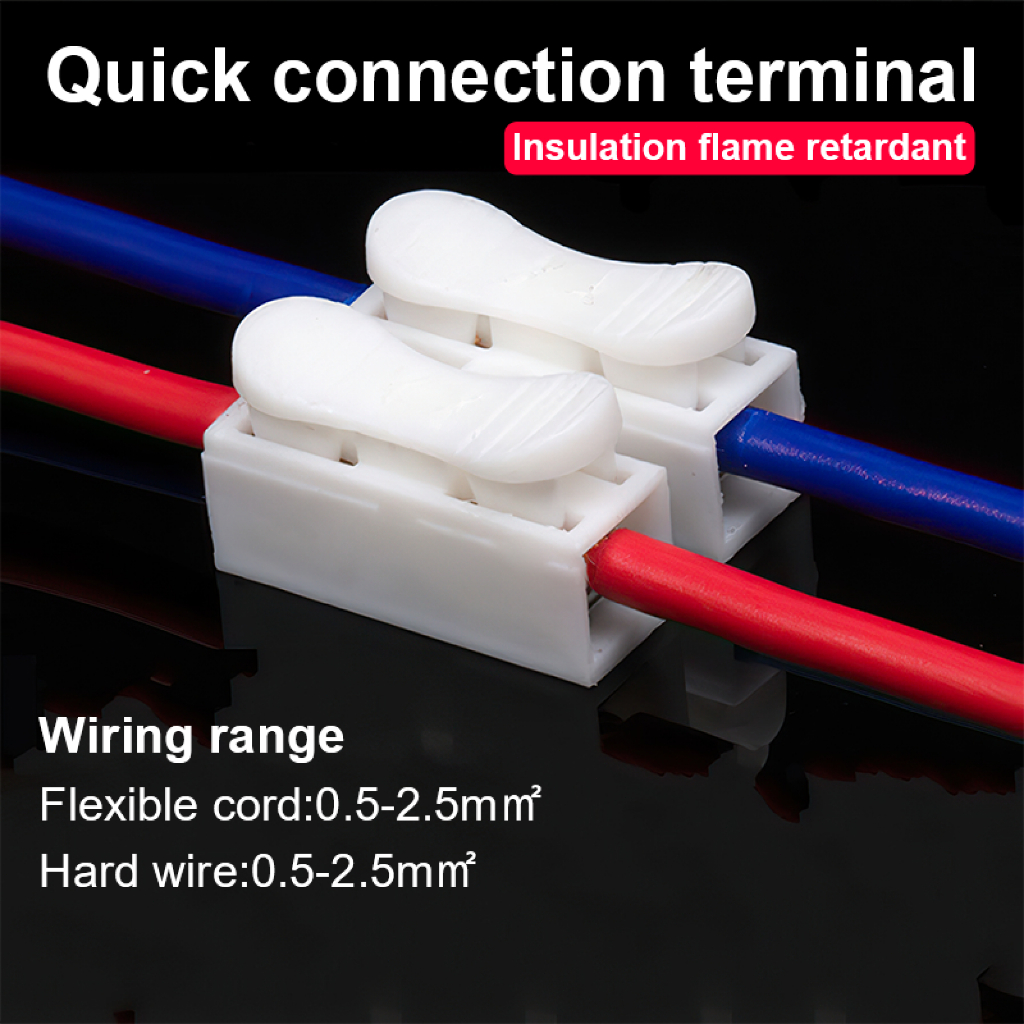 50PCS CH-2 Fast Wiring Terminal Cable Connectors Clip Quick Splice Lock ...