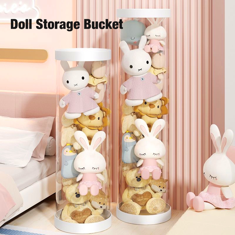 Doll Storage Bucket Transparent Plush Toy Storage Box Transparent ...