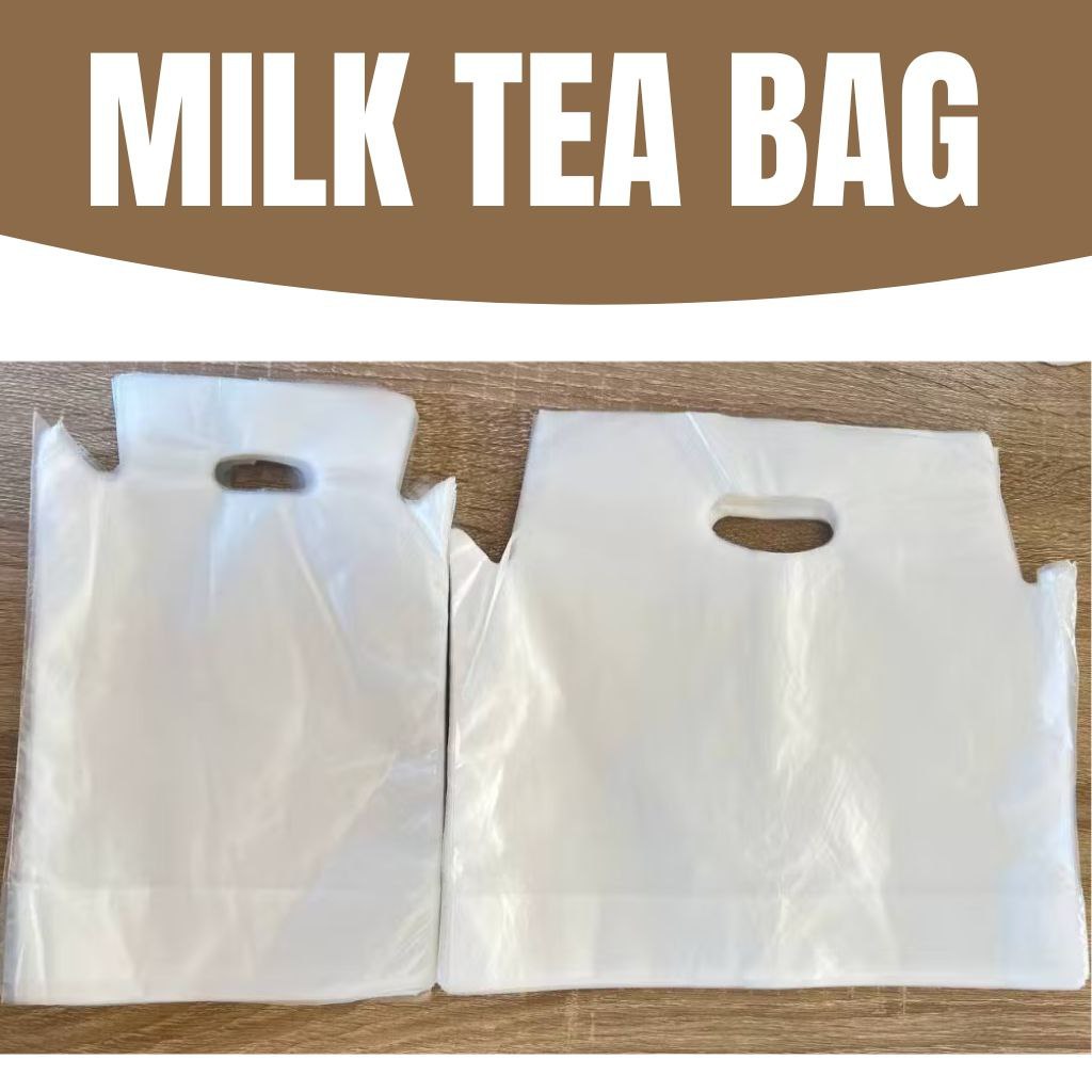 [100pcs] Take Out Plastic Bag Milk Tea Bag Single/Double | Shopee ...