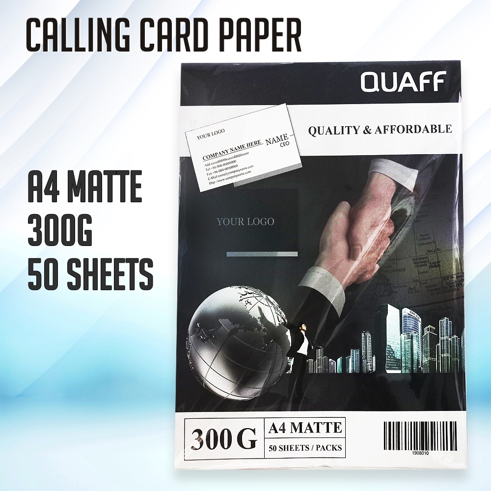 QUAFF Calling Card Paper 300GSM A4 Size Matte Texture (50sheets/pack ...