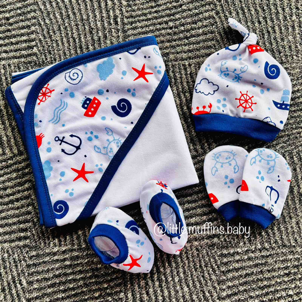 6 in 1 Newborn Receiving Set (Blanket, Bonnet, Mittens and Booties ...