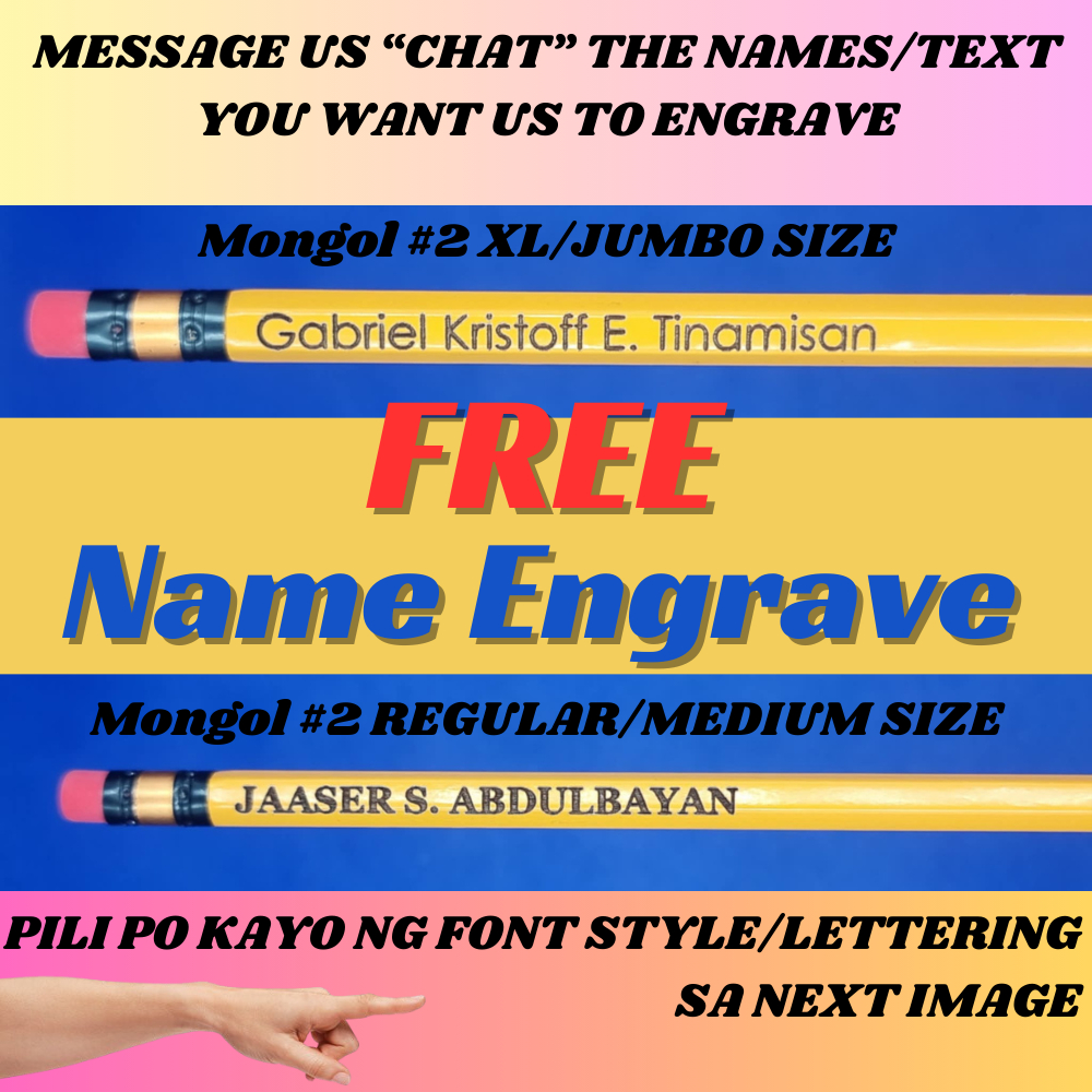 Free name Engrave 1pcs #2 mongol pencil xl/jumbo or regular size ...