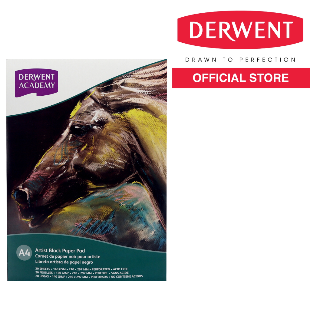 DERWENT Academy Black Paper Pad A4 | 20 sheets | R31245F | Shopee ...