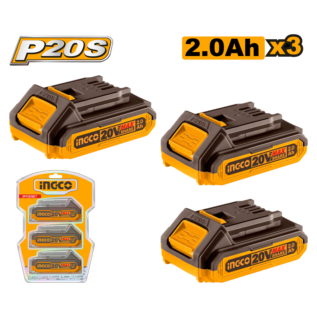 (EXCLUSIVE) Ingco 20V PS20S Lithium-Ion Battery Pack Set 2.0Ah / 4.0Ah ...