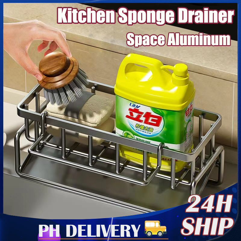 Kitchen Sponge Drainer with Removable Stainless Steel Hanging Rod ...