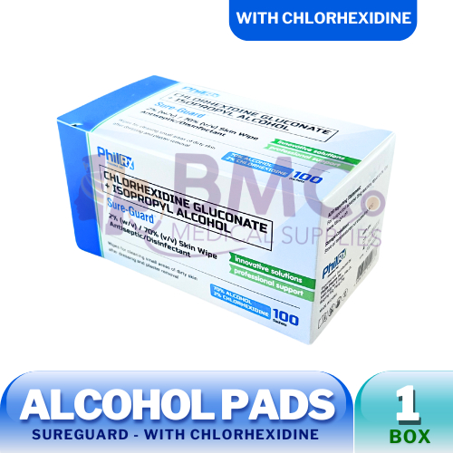 Alcohol Pads With Chlorhexidine Gluconate + Isopropyl Alcohol 100pcs ...