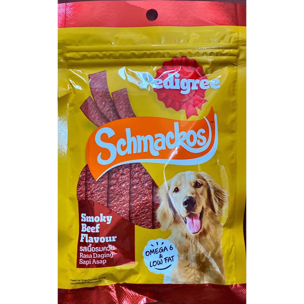 Pedigree Schmackos Meat Jerky Dog Treats Smoky Beef Flavor 70g | Shopee ...
