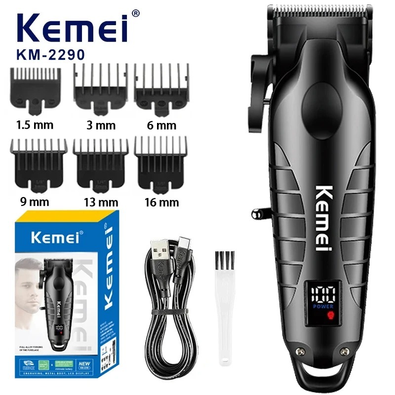 Kemei KM-2290 0mm Hair Cutting Mechine Barber Clippers Rechargeable ...