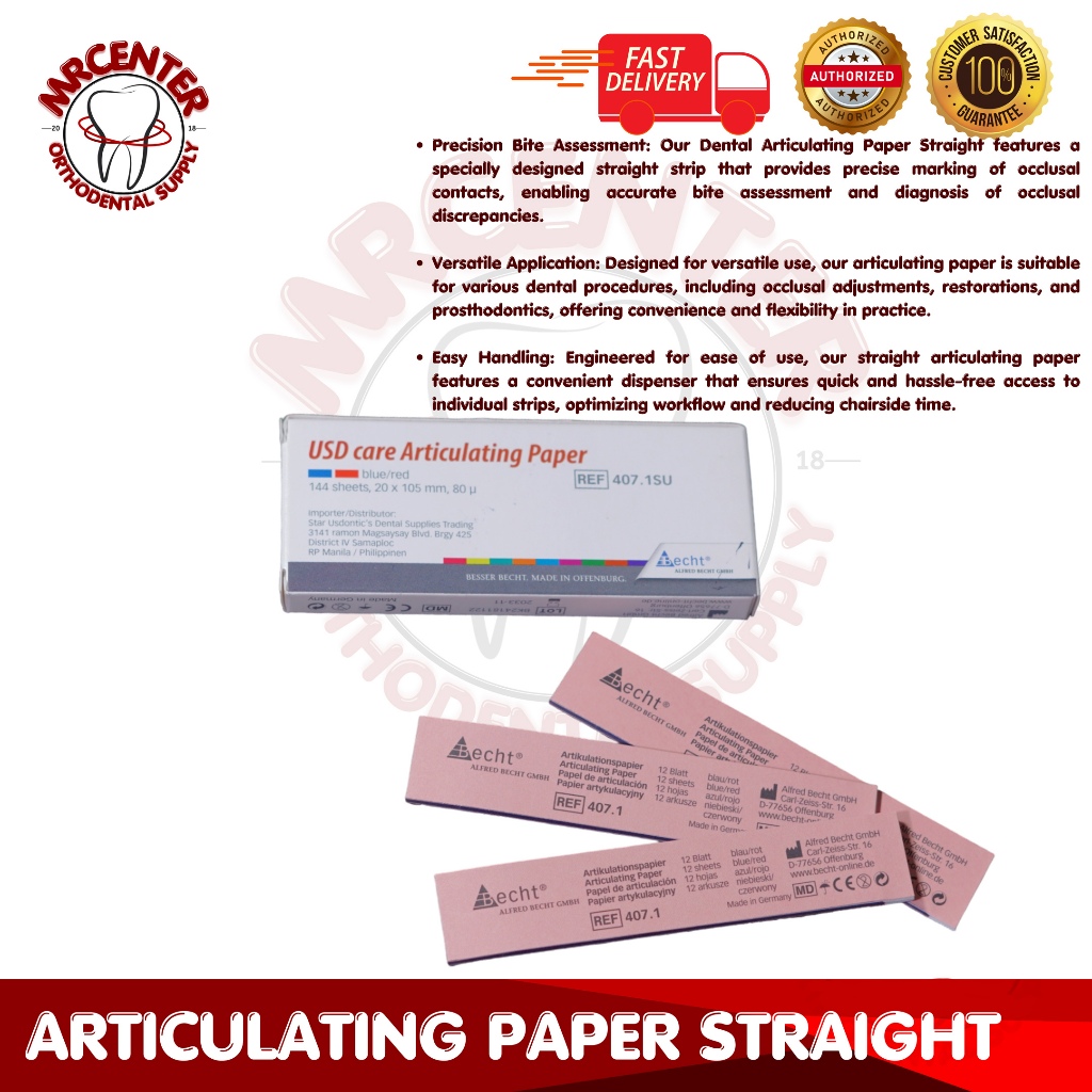 Red & Blue Articulating Paper (Straight) – For Precise Dental Bite ...