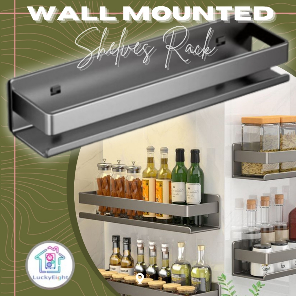 59cm No Drill Kitchen Spice Storage Rack Condiments Holder Seasoning ...