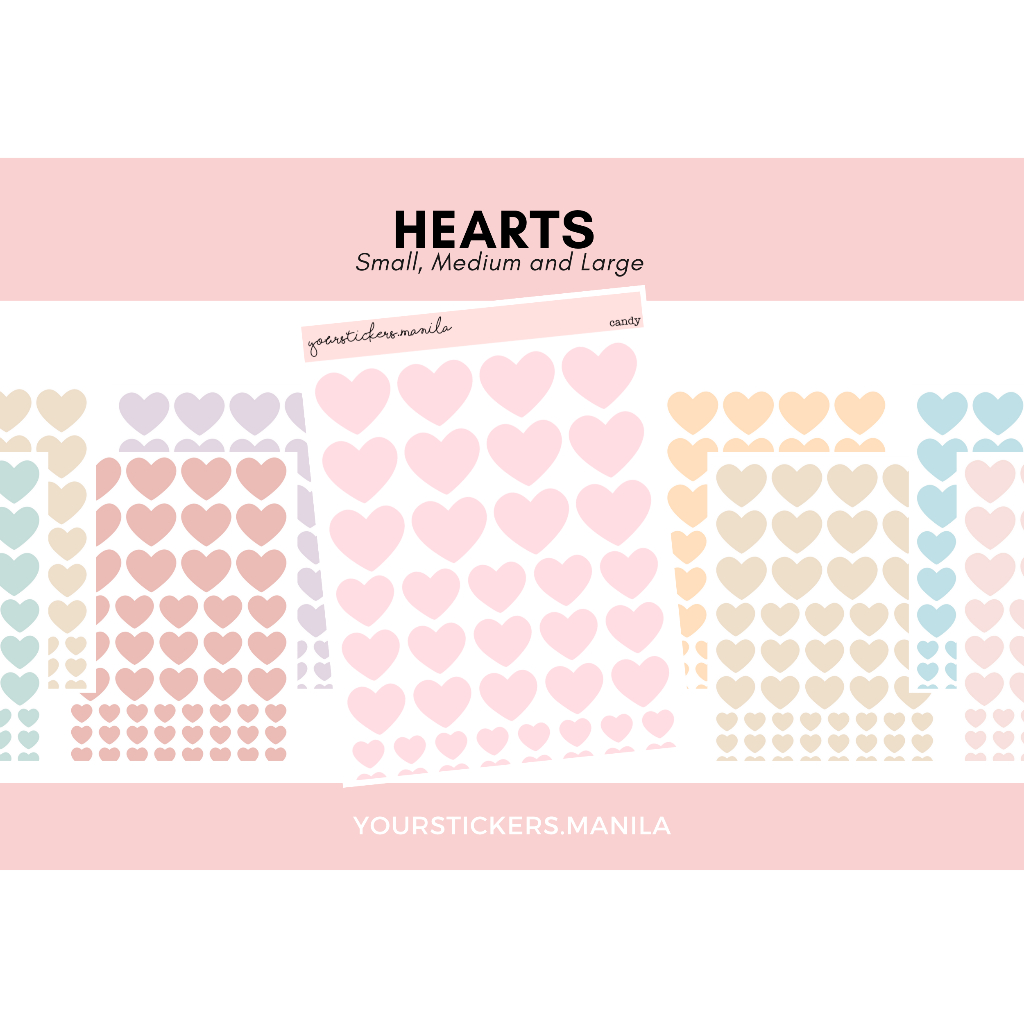 Planner [Shapes] Stickers - Hearts (Small, Medium, Large) | Shopee ...