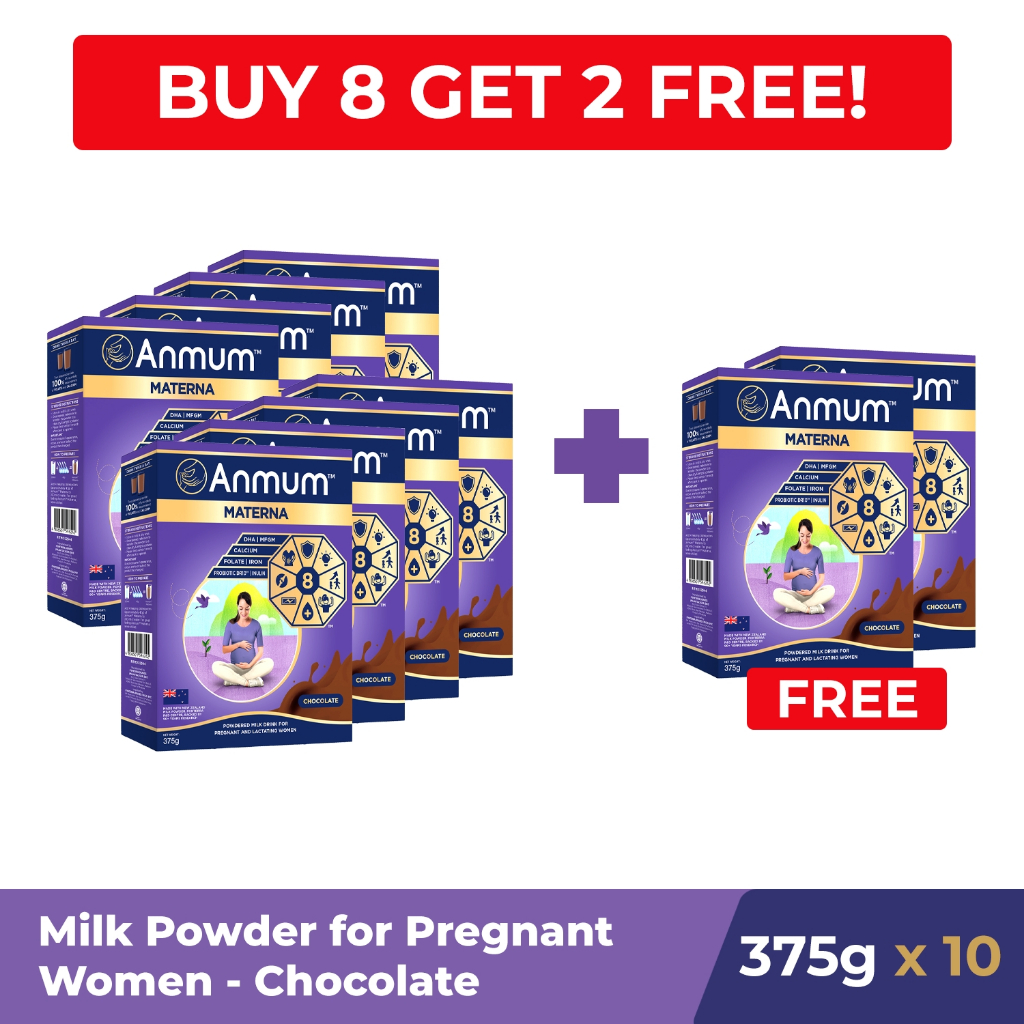 Anmum Materna Pregnancy Milk Powder Chocolate 375G x8 + 2 FREE | Shopee Philippines