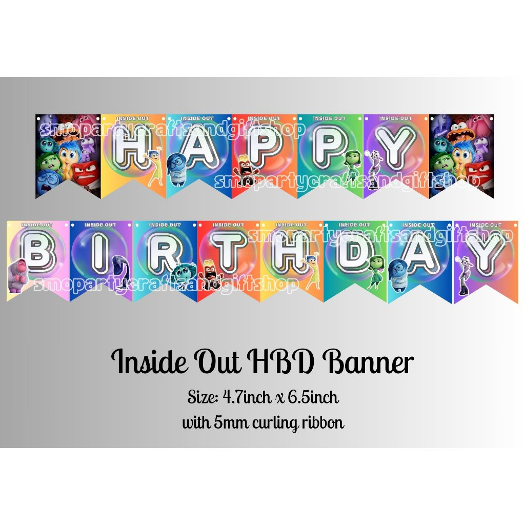 Inside Out HBD Banner Customized Banner 0-9 @A-Z LETTERS | Shopee ...