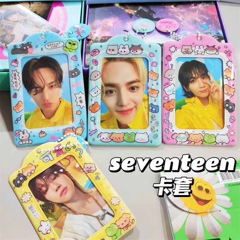 Korean Seventeen sub-person PVC Photocard Holder Pendant Cute animal ...