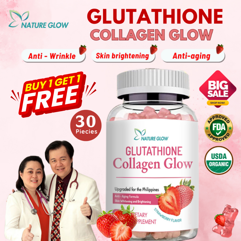 NATURE GLOW Glutathione Collagen Glow Gummies Original Whitening Skin ...