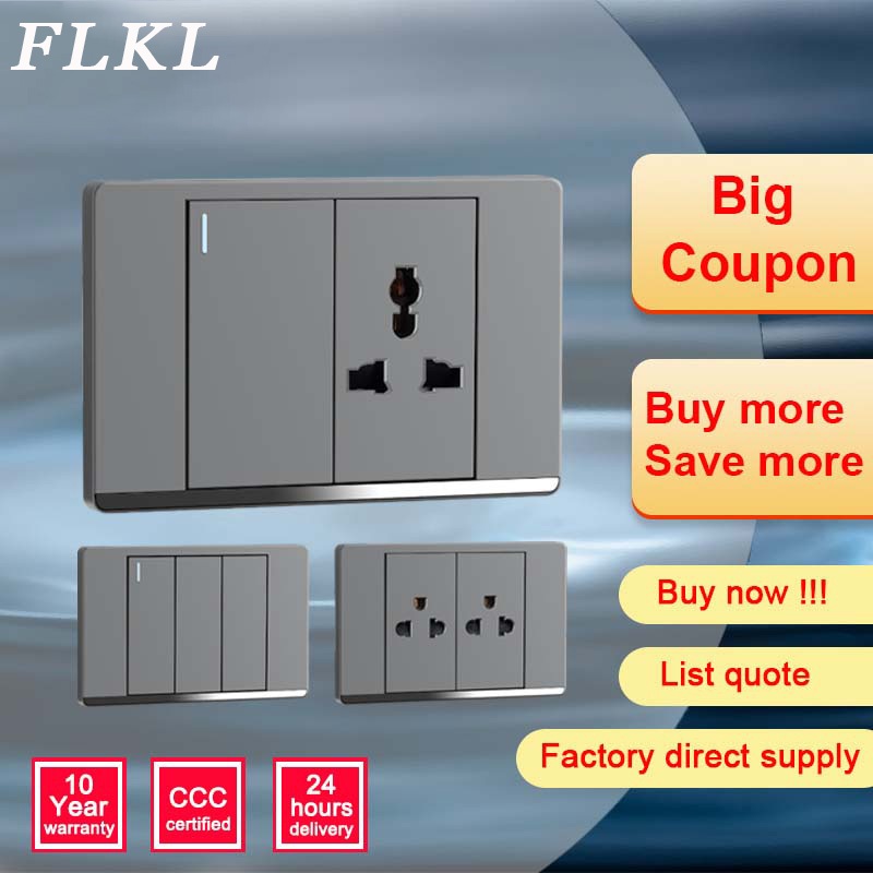 FLKL Wall Switch Gray Scrub 118 Type Switch Modern Universal PC ...