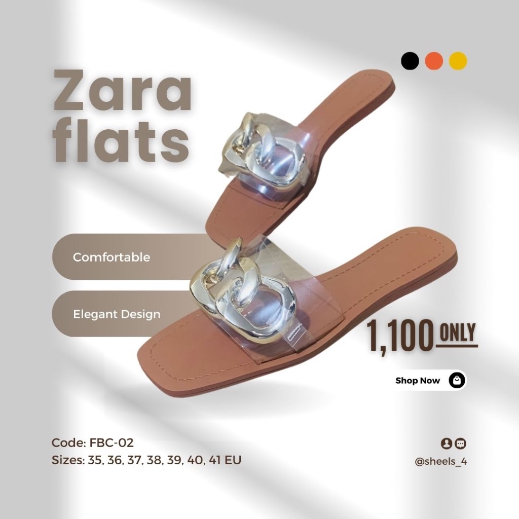 Zara transparent chain flats with hang tag and box | Shopee Philippines