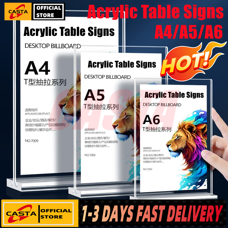 A4 A5 A6 Acrylic Poster Menu Holder Clear Frame Restaurant Desktop ...