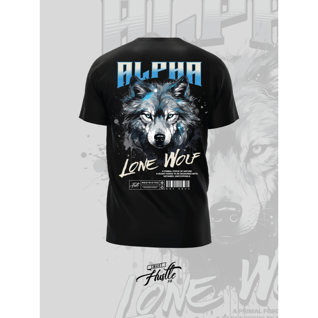 ALPHA LONE WOLF Shirt (Black/White) | Shopee Philippines