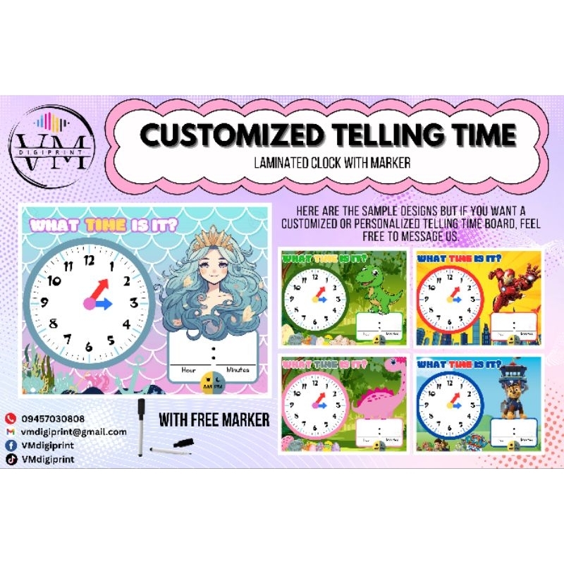 Telling time (Laminated Clock with Free Marker) | Shopee Philippines