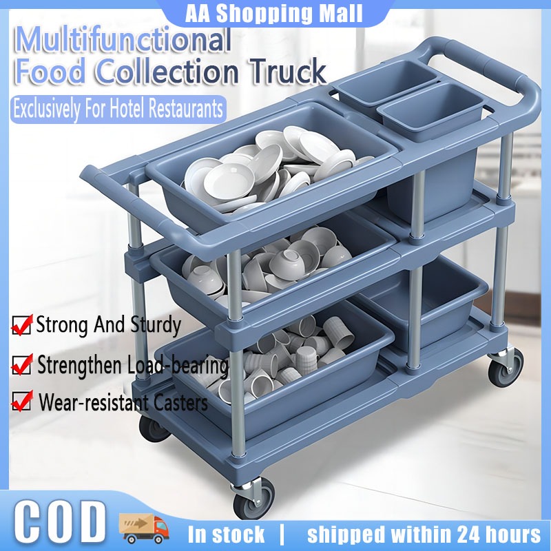 Bowl Collection Cart 3 Tier Utility Cart Trolley Food Service Trolley ...