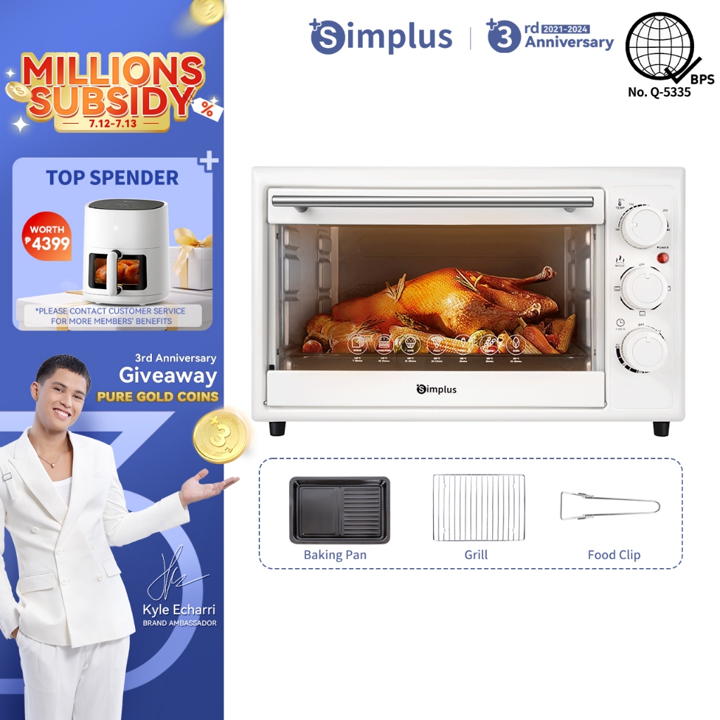 Simplus 30L Large Capacity Electric Oven 3 Knobs Design Bread Baking ...