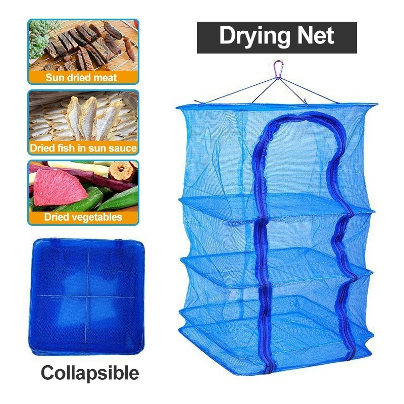 【COD】Foldable Multi Layer Drying Net Fishing Net with Zippers Dryer ...