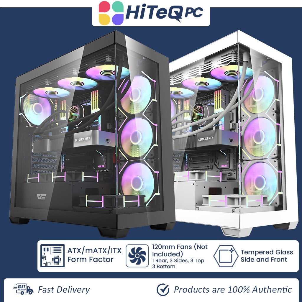 HiteqPC | ATX/mATX Aquarium-Style PC Case, Tempered Glass Side and ...