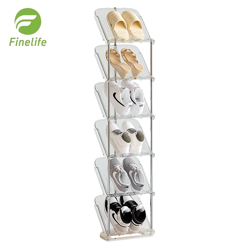 Finelife Easy assembly of 4-layer transparent multifunctional shoe rack ...