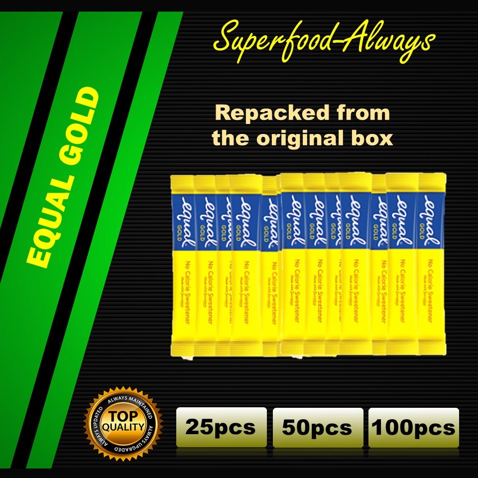 EQUAL GOLD NON-CALORIE SWEETENER (25, 50, 100pcs) Repacked without box ...