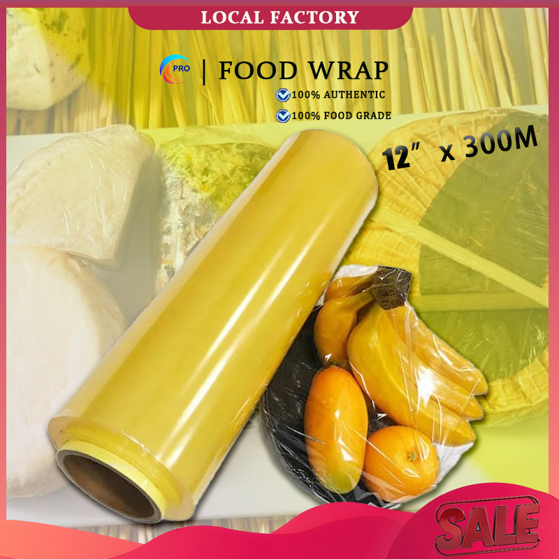 12" x 300M Cling Wrap - Transparent Food Grade Stretch Film for ...