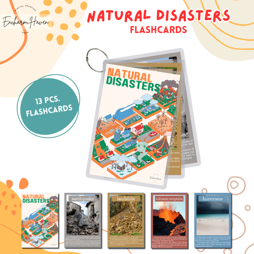 'NATURAL DISASTERS' Fully Laminated Educational Flashcards [13 pcs ...